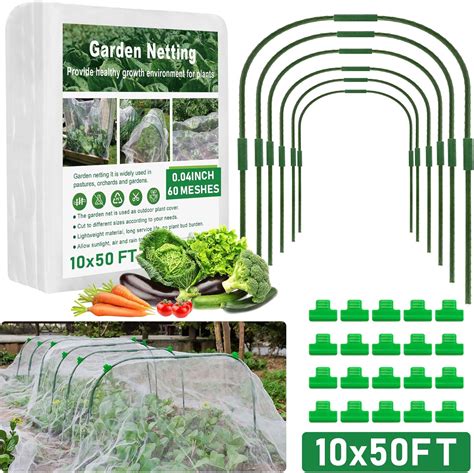 Gonlei 10x 50ft Garden Mesh Netting Kit Raised Beds 6 Pcs