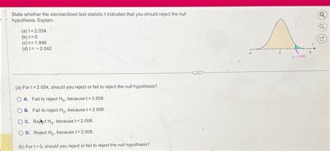 Solved State Whether The Standardized Test Statistic T Chegg
