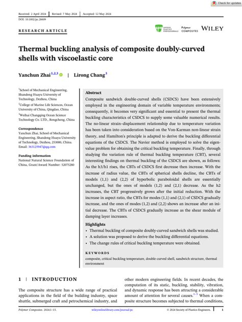 Polymer Composites 2024 Zhai Thermal Buckling Analysis Of