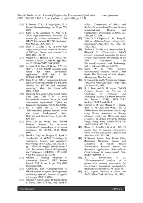 Mems Piezoresistive Pressure Sensor A Survey Pdf