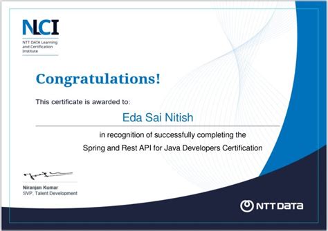 Sainitish Eda On Linkedin Java Springframework Restapi Certified