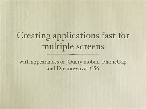 dreamweaver cs6 jquery phonegap mobile design