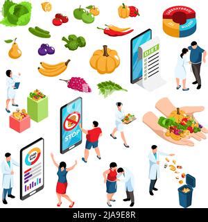Nutritionist Icons Set Isometric Set Of Nutritionist Vector Icons For