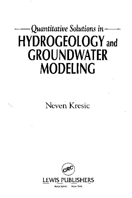 Pdf Quantitative Solutions In Hydrogeology And Groundwater Modeling