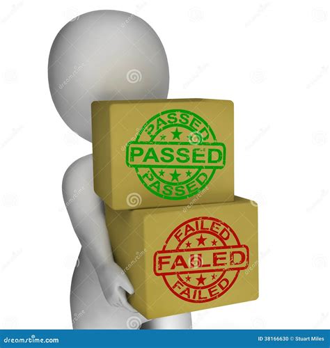 Passed And Failed Boxes Mean Product Testing Stock Illustration