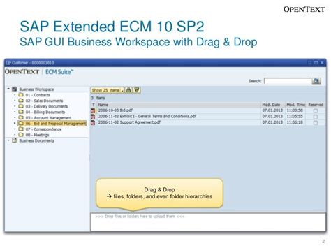Sap Extended Ecm 10 Sp2 Sap Gui Business Workspace With Drag And Drop
