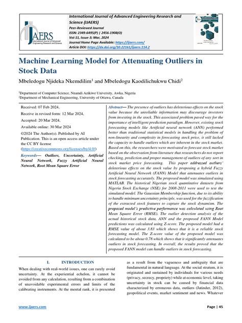 Machine Learning Model For Attenuating Outliers In Stock Data Pdf Artificial Neural Network