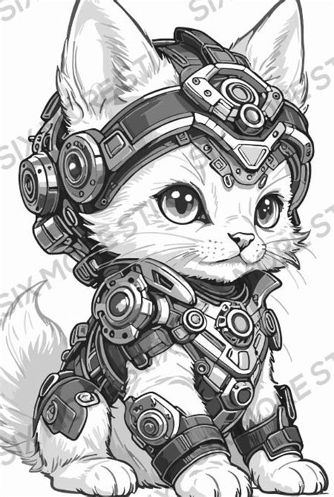 Cute Chibi Cat Mecha Bot Digital File Etsy