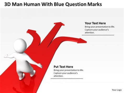 Business Development Process Flowchart D Man Human With Blue Question Marks PowerPoint Templates