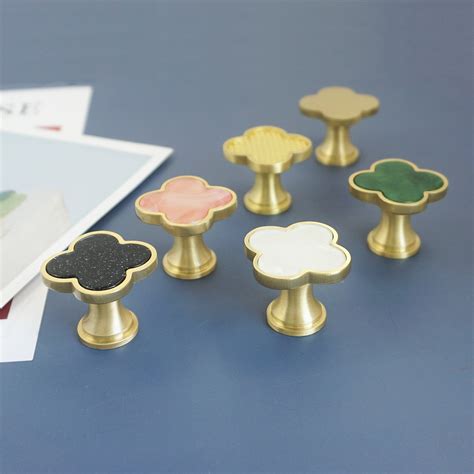 Clover Brass Knobs Dresser Knob Pulls Kitchen Knobs Wardrobe Etsy