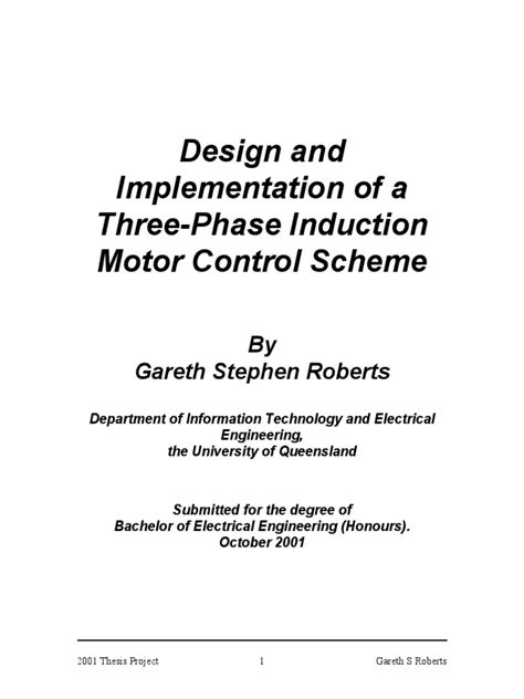 Thesis Design And Implementation Of A Three Phase Induction Motor