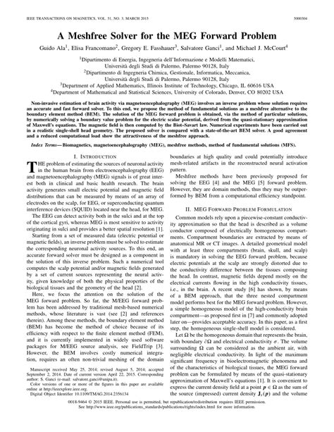 Pdf A Meshfree Solver For The Meg Forward Problem