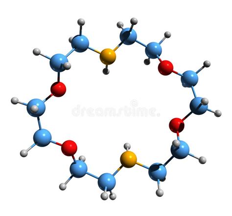 3d Image Of 16 Diaza 18 Crown 6 Skeletal Formula Stock Illustration