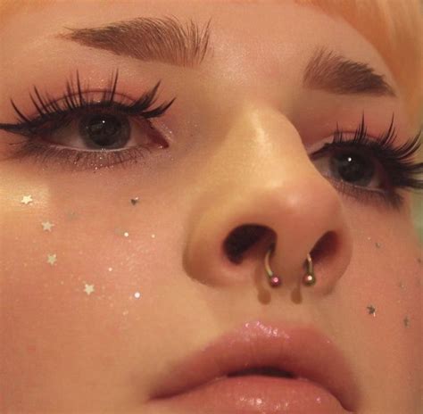 Nosering Piercings Aesthetic Nose Glitter Celestial Nose Eye Makeup