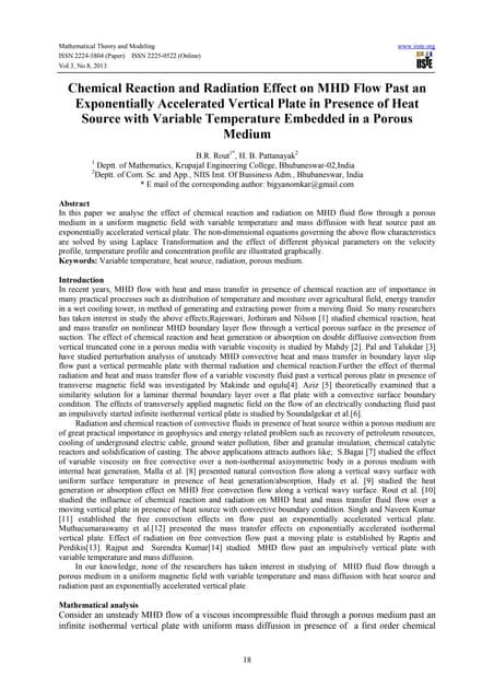 Effect Of Radiation And Chemical Reaction On Transient Mhd Free