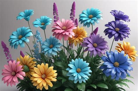 3d Rendering Of Flowers Premium Ai Generated Image