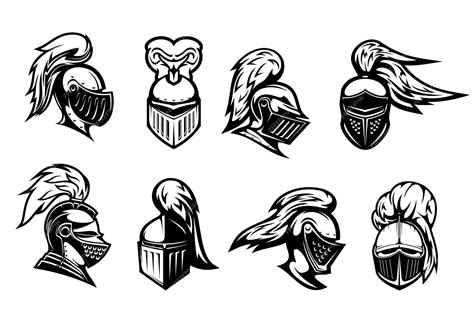 Knight Warrior Head In Armor Helmet Heraldry Premium Vector