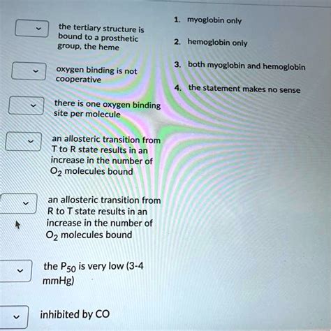 Solved Myoglobin Only The Tertiary Structure Is Bound To A Prosthetic