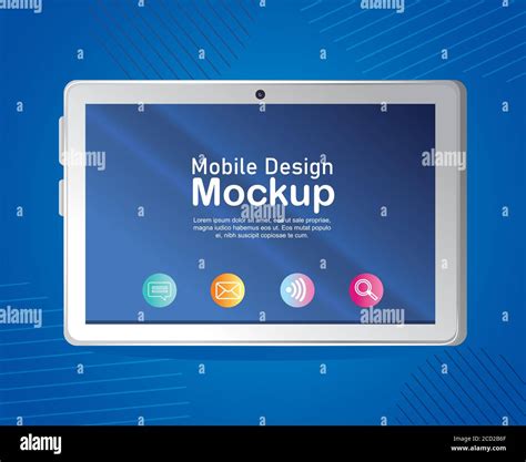 Poster Mobile Design Mockup Realistic Tablet Device With Icons Stock Vector Image And Art Alamy