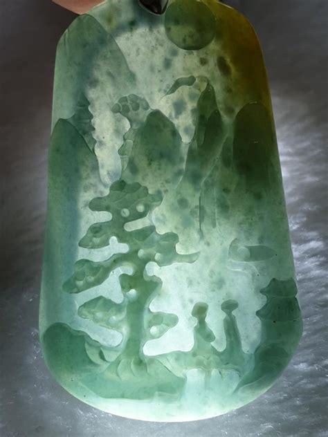 천연 미얀마 Ajade 비취 말이필요없는 설빙종산수패 헬로마켓