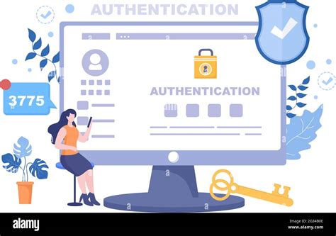 Authentication Security Vector Illustration Via Phone Or Computer For