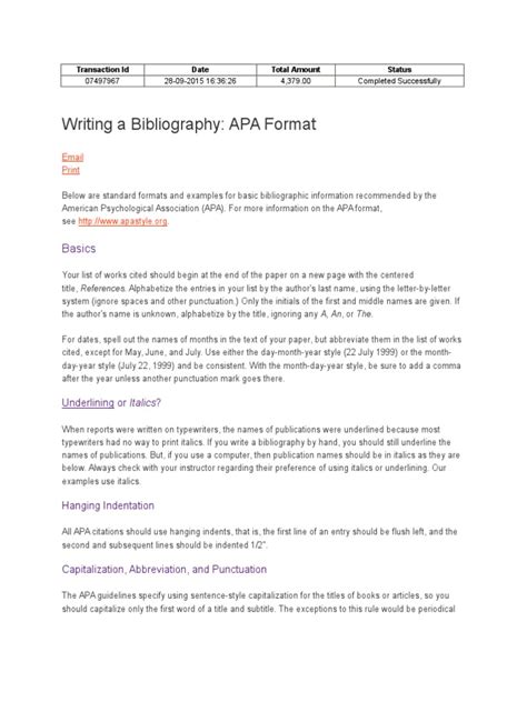 Writing A Bibliography Apa Format Basics Pdf Citation Apa Style