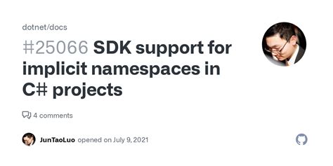Sdk Support For Implicit Namespaces In C Projects · Issue 25066 · Dotnetdocs · Github
