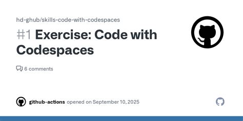 Exercise Code With Codespaces · Issue 1 · Hd Ghubskills Code With