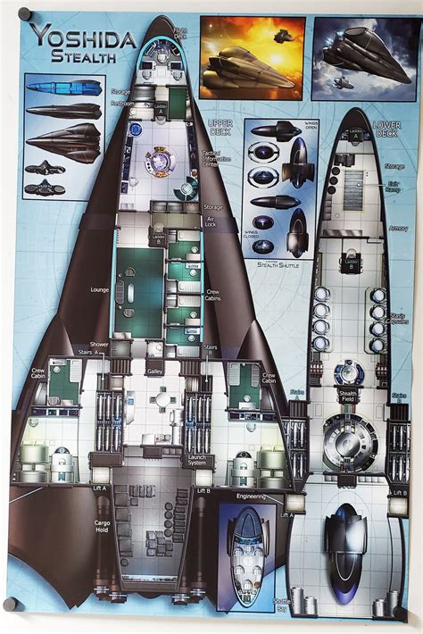 Yoshida Stealth Ship Starship Poster Map Deckplans For Etsy