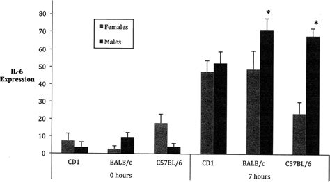 Effect Of Sex And Strain On The Expression Of Il 6 Expression Of Serum