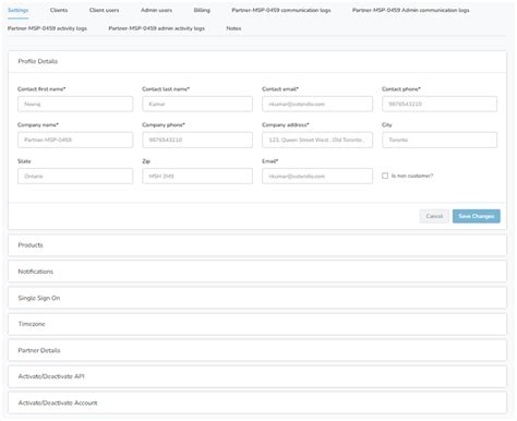 Updating Customer Settings