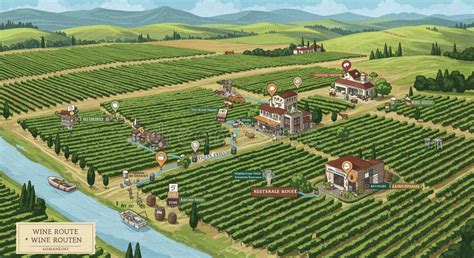 Illustrated Map Of A Vineyard Showcasing Various Points Of Interest