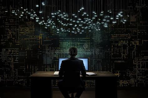 Abstract Digital Background Interaction Between Data And Patterns Gradient Dark Background