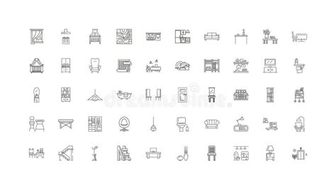 Interior Design Ideas Linear Icons Line Signs Set Vector Collection Stock Illustration