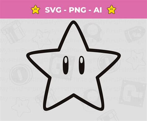 Mario Super Stars Outline Vector Cut File Digital Svg For Etsy