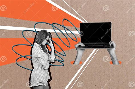 Composite Photo Collage Of Upset Thoughtful Girl It Programmer Broke