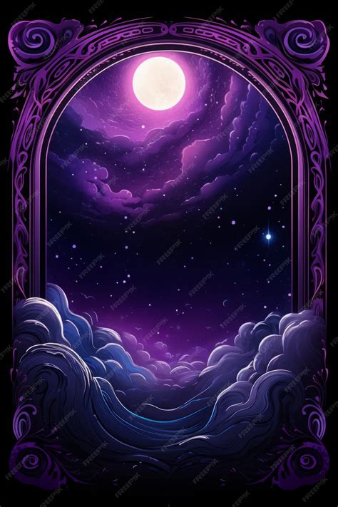 Premium Photo A Purple Night Sky With Clouds And The Moon In The