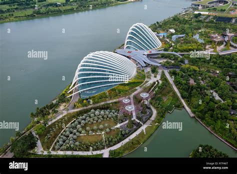 Gardens By The Bay And The Flower Dome Conservatory Aerial View