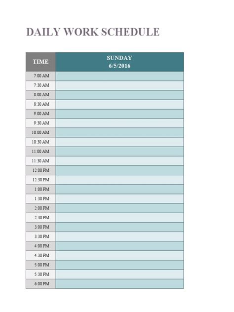 Daily Work Schedule Template Pdf