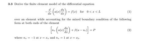 Solved 3 3 ﻿derive The Finite Element Model Of The