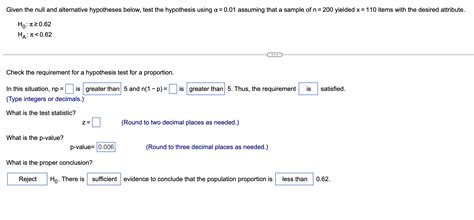 solved given the null and alternative hypotheses below test the