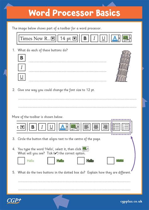 word processor basics years 3 4 cgp plus
