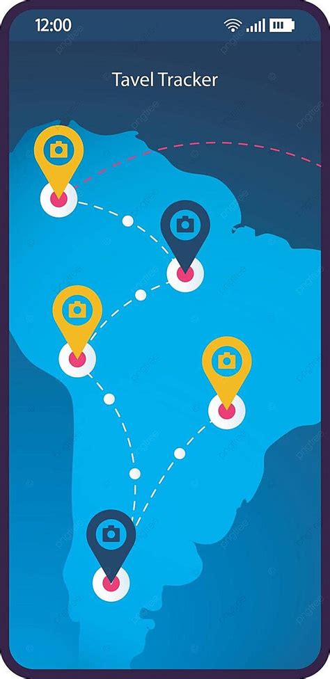 Gps Tracker Smartphone Interface Vector Template Page Tab Smartphone Vector Page Tab