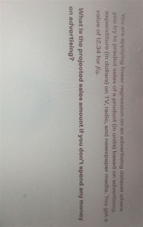 You Are Applying Linear Regression On An Studyx