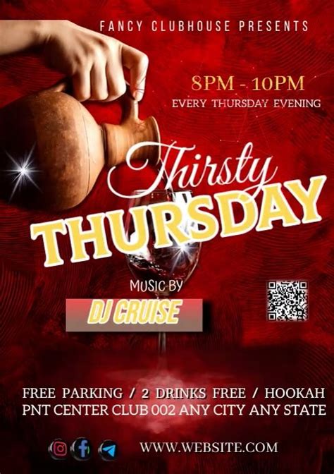 Red Vintage Thirsty Thursday Party A4 Template Postermywall