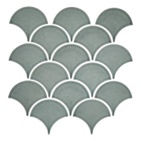 Fan Mosaic Green Fish Scale Tile Calibre Concepts