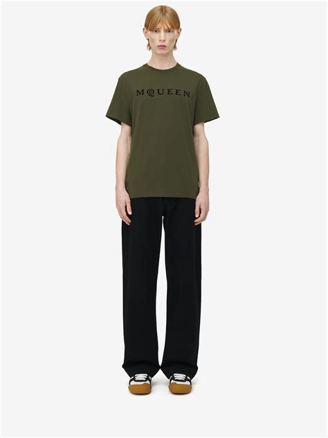 Mcqueen T Shirt Khaki For Men Alexander Mcqueen