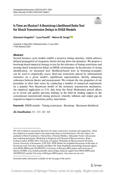 Pdf Is Time An Illusion A Bootstrap Likelihood Ratio Test For Shock Transmission Delays In