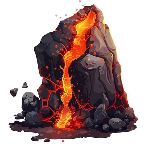 A Drawing Of A Lava Rock With Lava Flowing Out Of It Premium AI Generated Vector