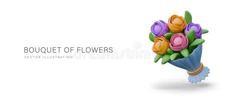 Bouquet Of Fresh Flowers In Wrapper Vector Illustration In Realistic Style Stock Vector